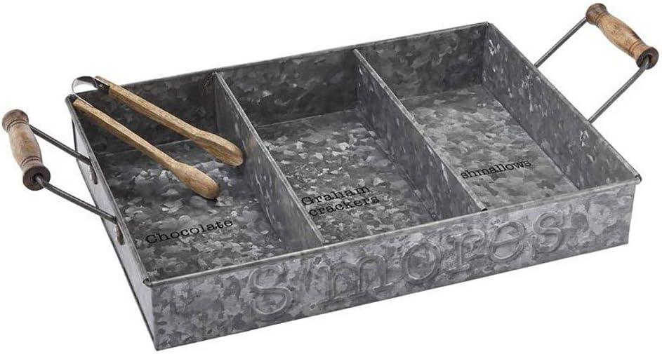 Amazon.com | Mud Pie Tin Wood Serving Tray with Plates; Server 2" x 11 ...