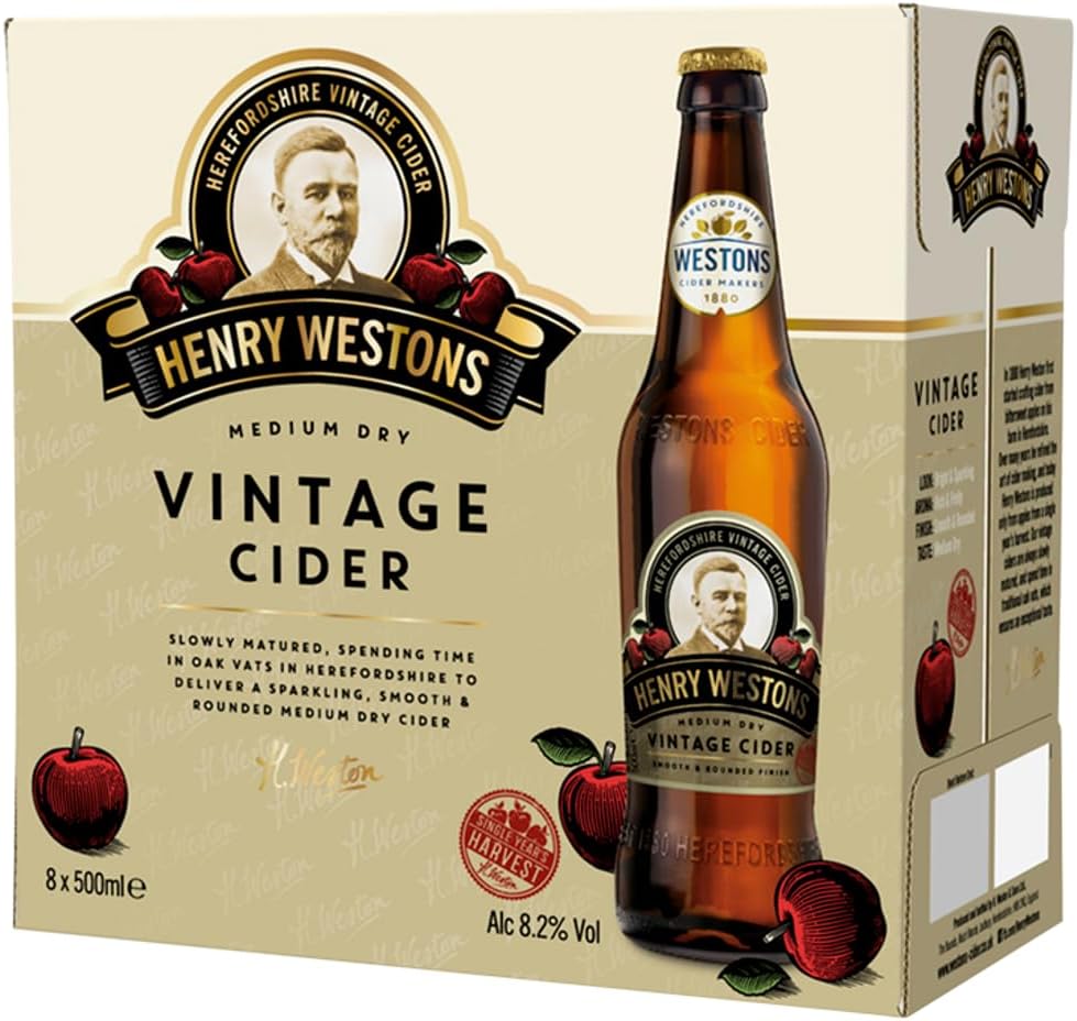 HENRY WESTONS Medium Dry Vintage Cider 8 x 500ml : Amazon.co.uk: Grocery