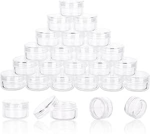 5 Gram Sample Containers with Lids, 25 Count 5ML Clear Sample Jars ...