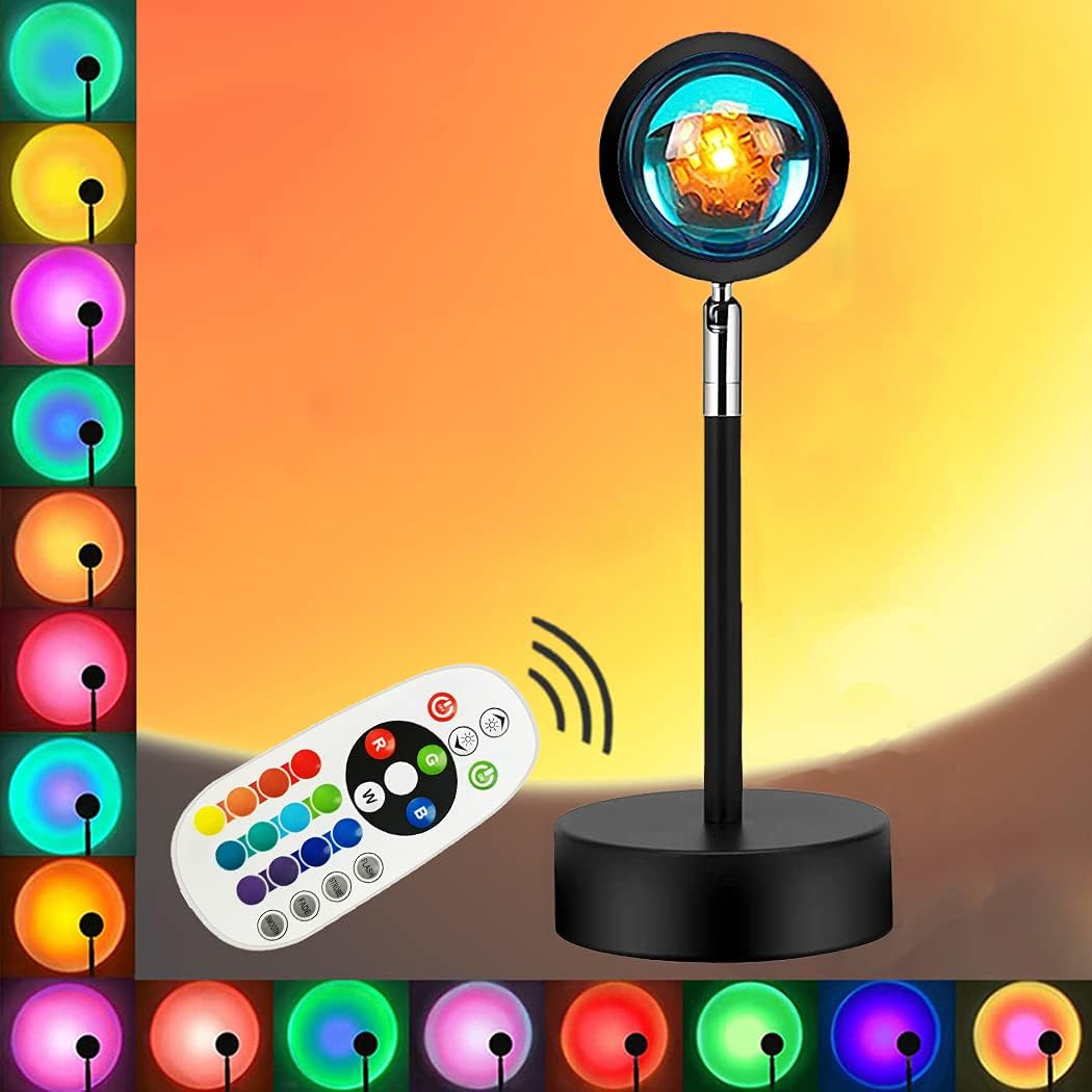 Sunset Lamp Projection, Sunset Night Light Rainbow Projector 180° 16 ...