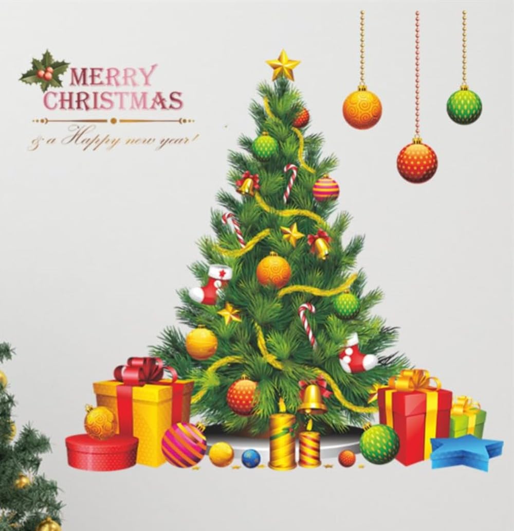 Amazon.com: 51.2x47.2 Inch Large Christmas Tree Stickers Wall Stickers ...