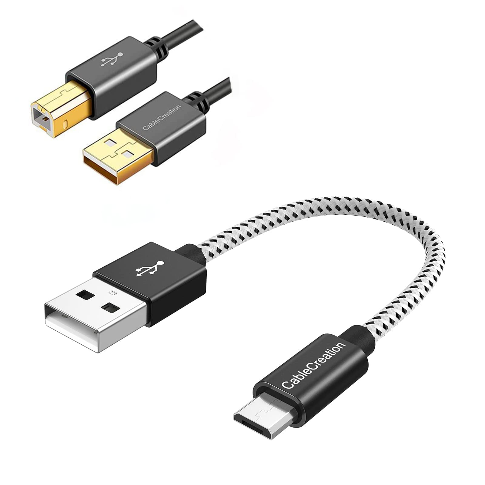 Amazon.com: CableCreation Short Micro USB Cable 0.5ft Bundle with USB 2 ...