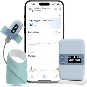 Babytone Monitor de sueño para bebé con estación base, calcetín ...