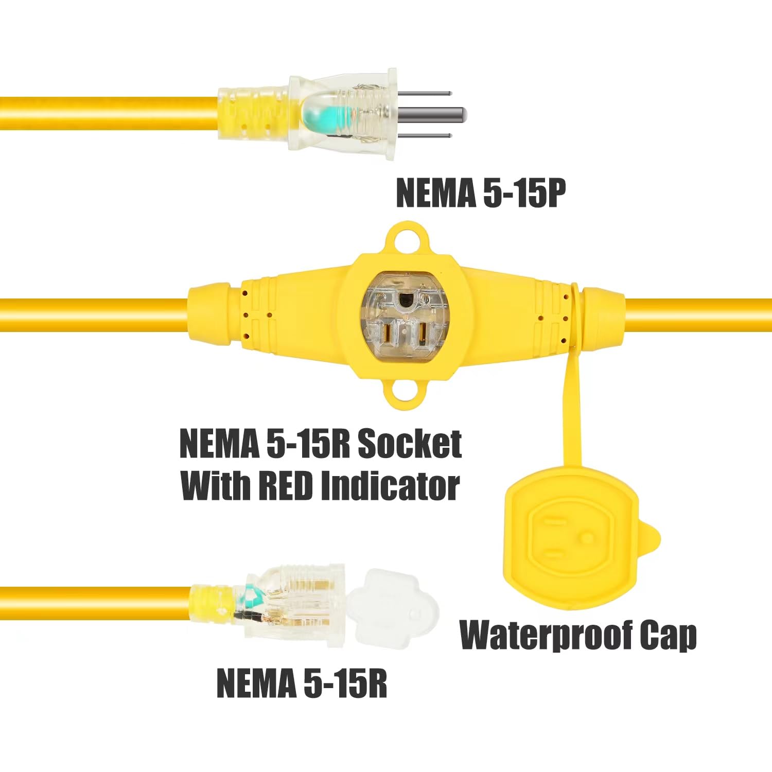 Snapklik.com : PLIS 50FT 14 Gauge Power Extension Cord 3 Prong, 6 Nema ...