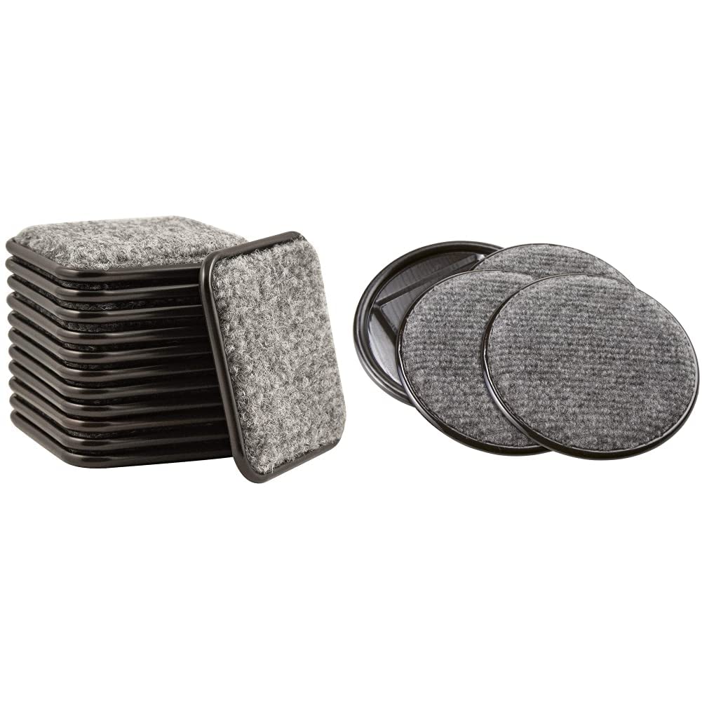 SoftTouch 2 1/2" Square Reusable Carpet Bottom Furniture Caster Cups to ...