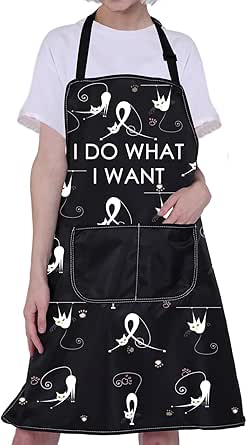 Amazon.com: CMNIM I Do What I Want Cat Aprons With Pockets Funny Cat ...
