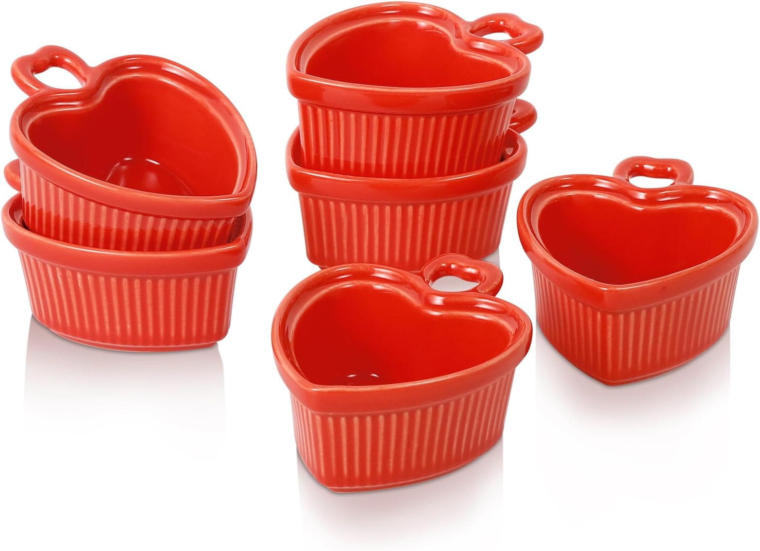 Amazon.com: Sizikato Heart-Shaped Porcelain Souffle Dishes, Ramekins ...