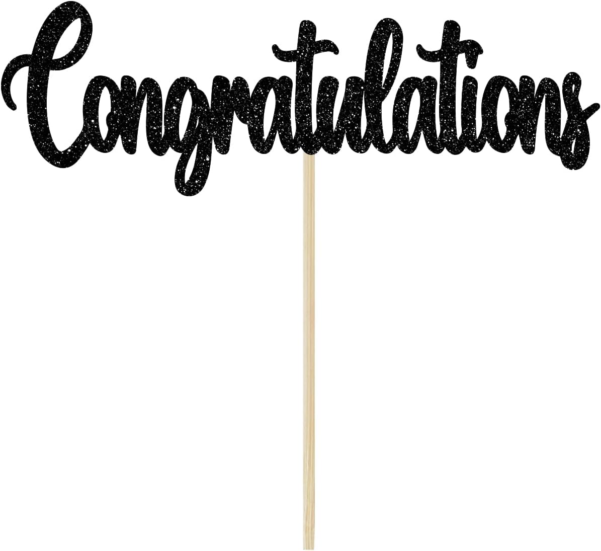 Amazon.com: Black Glitter Congratulations Cake Topper, Congrats Grad ...