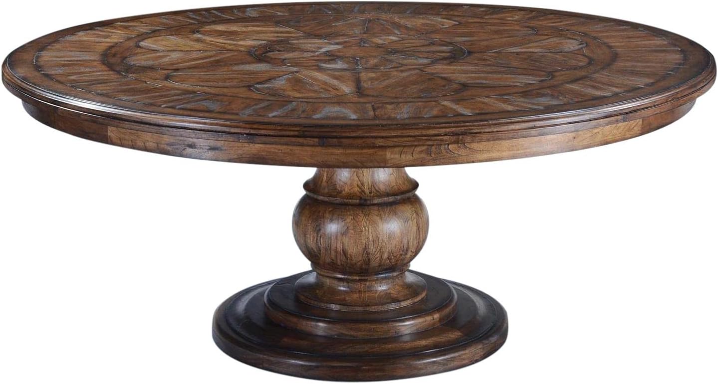 Amazon.com - Dining Table Catalan Round 6-Ft Parquet Top Pedestal Base ...