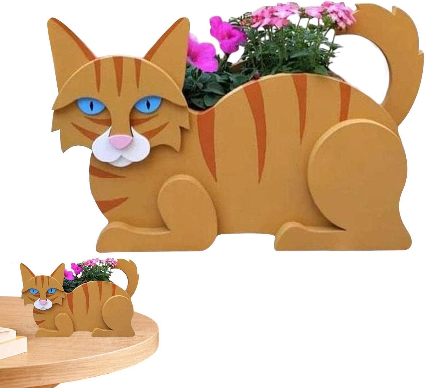 Wooden Cat Planter Box at Mary Wilber blog