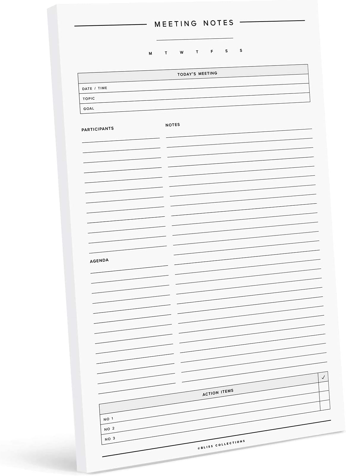 Amazon.com : Bliss Collections Meeting Notes Notepad with 50 Undated 6 ...