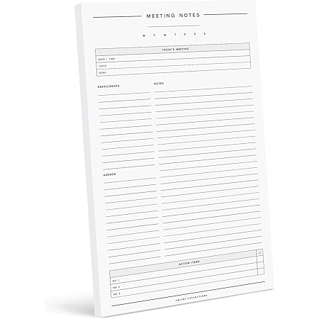 Amazon.com : Bliss Collections Meeting Notes Notepad with 50 Undated 6 ...