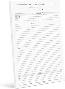 Amazon.com : Bliss Collections Meeting Notes Notepad with 50 Undated 6 ...