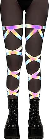 Amazon.com: Reflective Rave Leg Wrap for Women - Adjustable Holographic ...