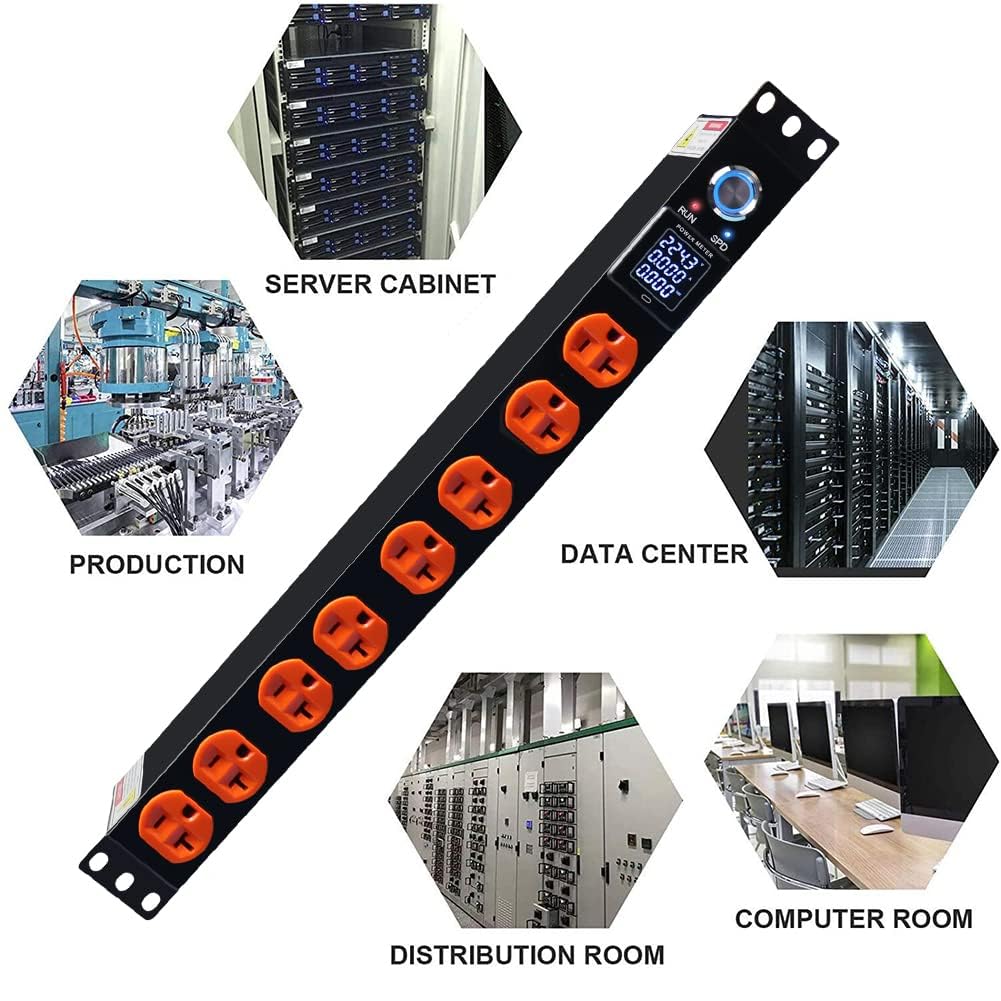 Snapklik.com : PDU Power Strip 16A Rackmount Metered 19 Inch,1 U 8 ...