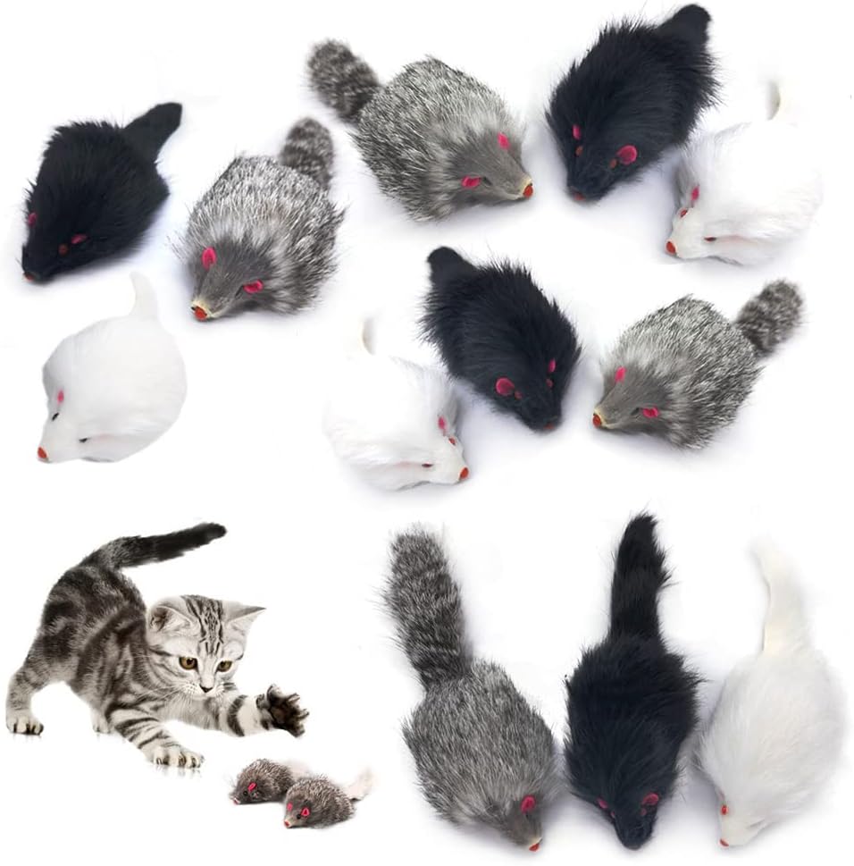 Amazon.com : Kats'N Us Real Rabbit Fur Long Hair Mouse Cat Toy ...