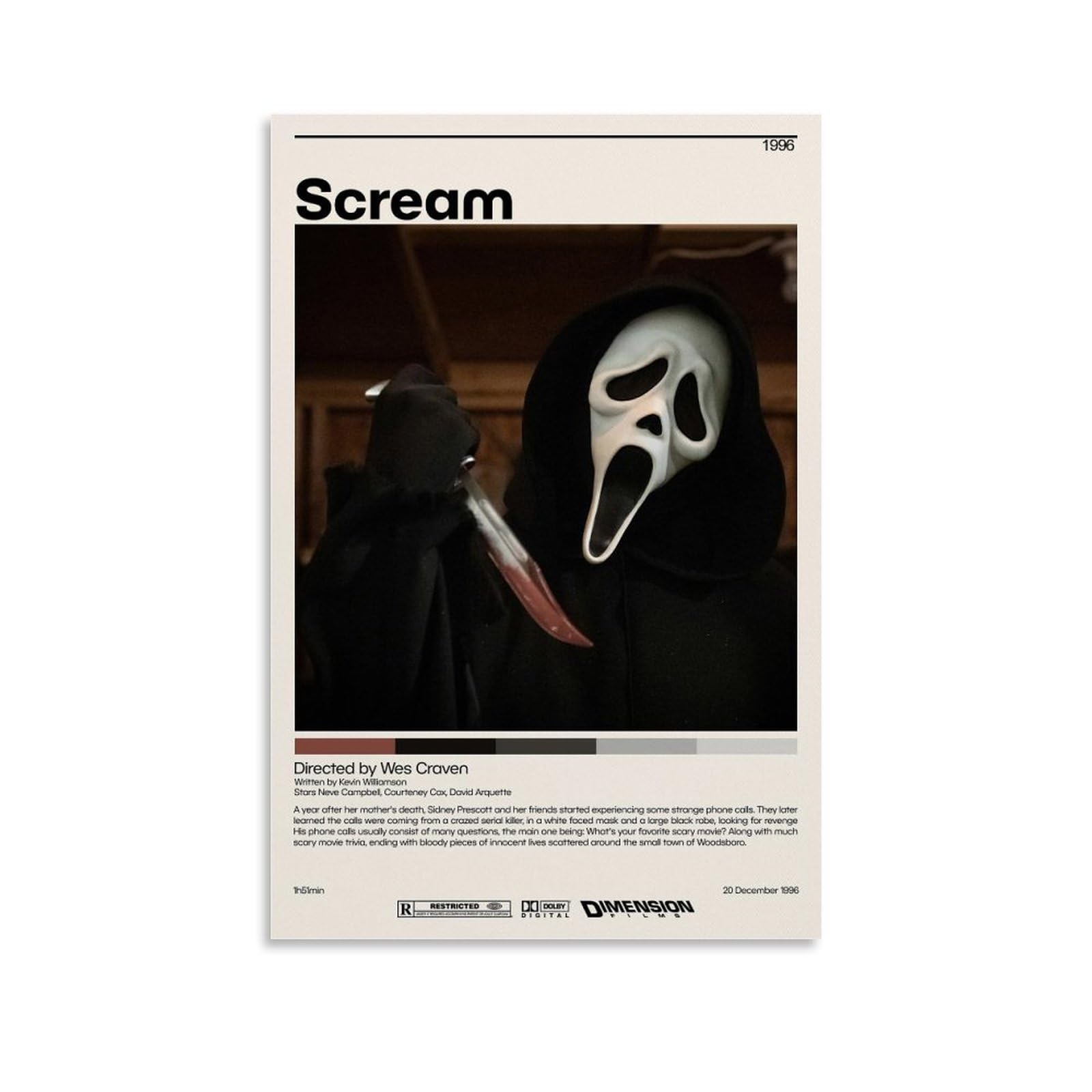 Amazon.com: VALKEM Scream Minimalist Movie Poster Vintage Poster 90s ...