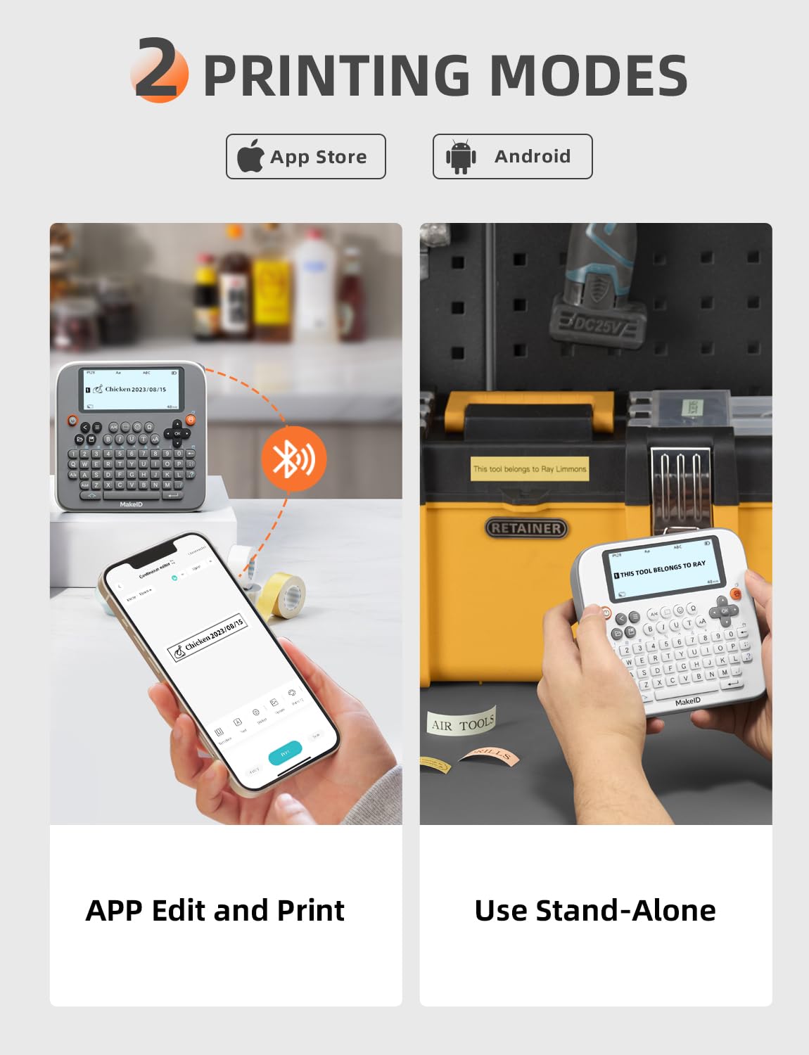 Snapklik.com : Makeid E1 Portable Label Maker - Bluetooth Compatible Thermal Printer - QWERTY ...