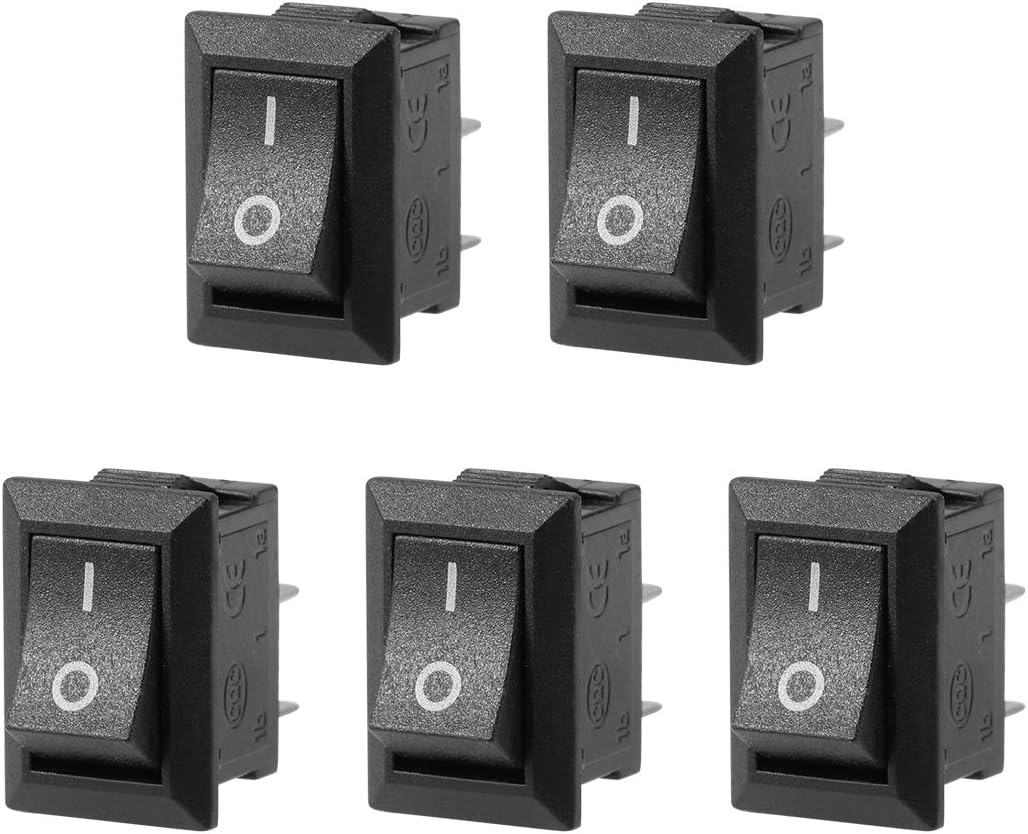 mxuteuk 8pcs Mini Black Rocker Switch ON-OFF 2Pin Rectangle Rocker ...