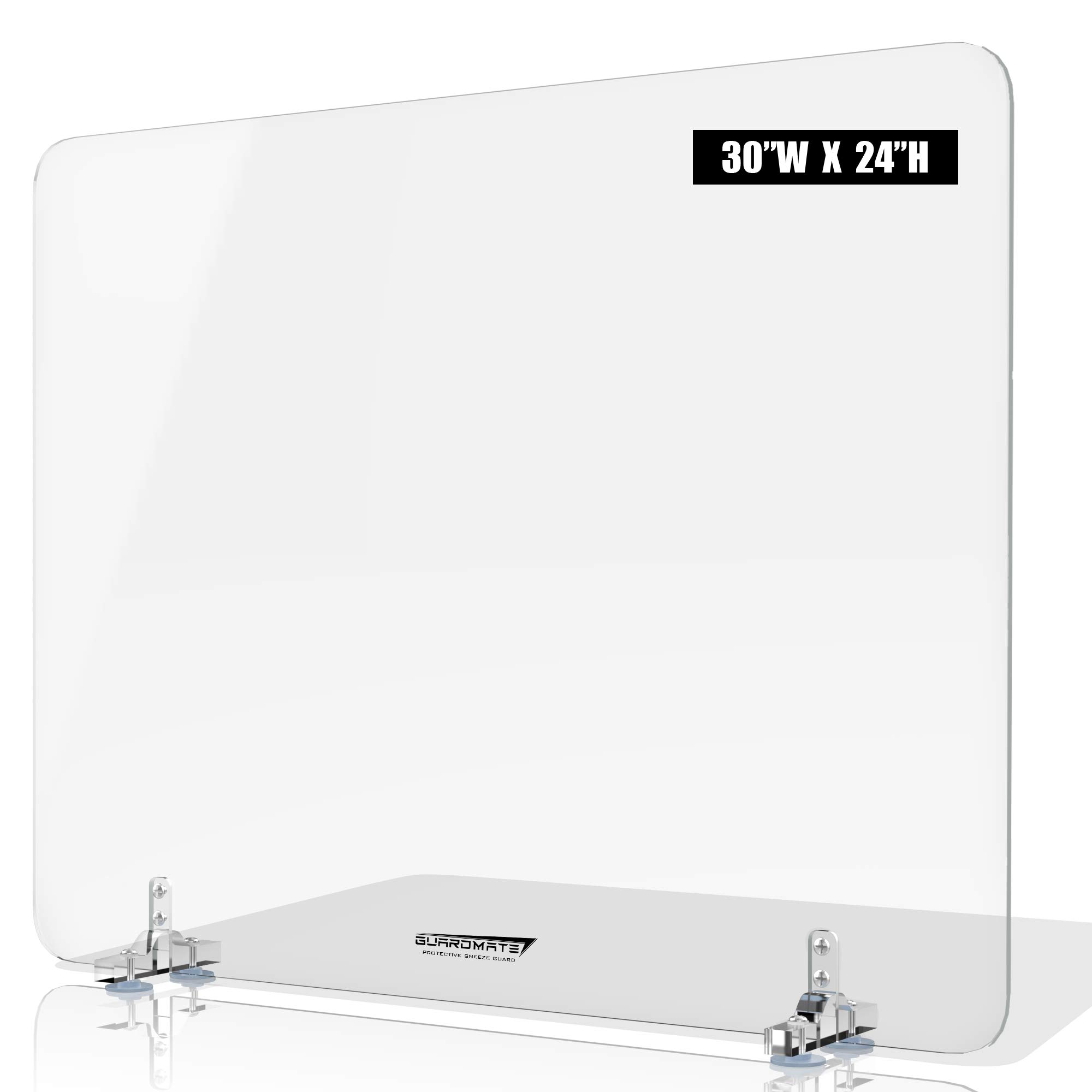 Guardmate Premium Plexiglass Shield Sneeze Guard 30w X 24h L ...