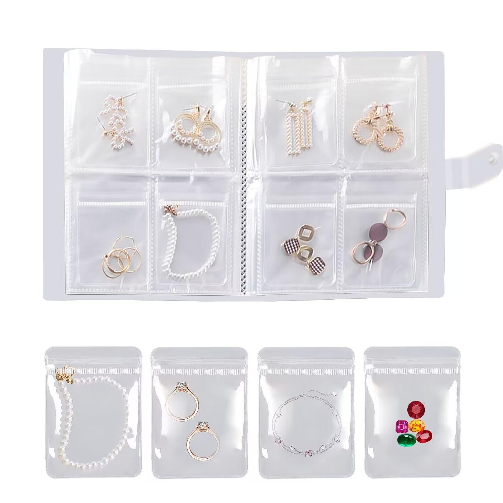 MHYMX Travel Jewellery Organiser, Transparent Earring Storage Book 160 ...