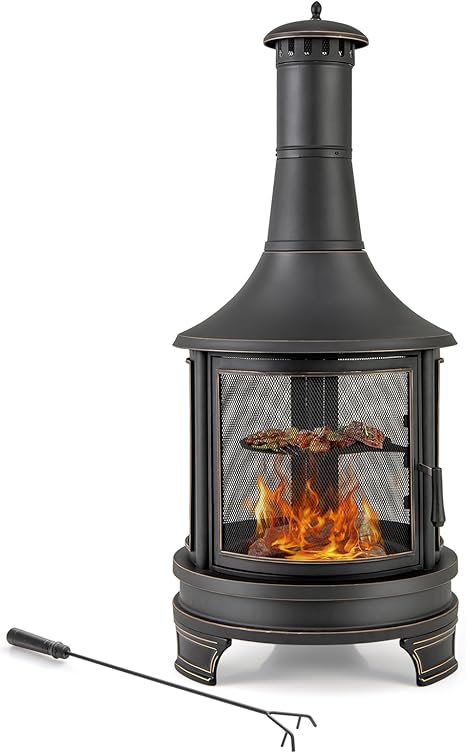 Amazon.com : Giantex Outdoor Wood Burning Chiminea Fire Pit, 30 Inch ...