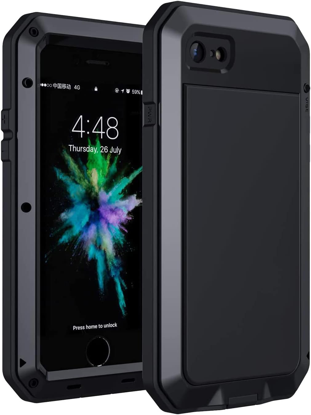 iPhone 7 / 8 Case, Heavy Duty Shockproof Lanhiem Tough Armour Metal ...