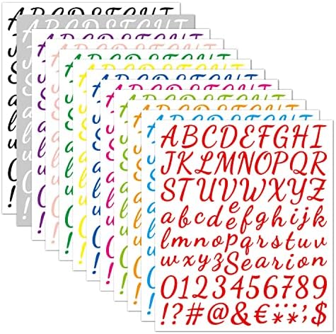 Amazon.com : 12 Sheets Alphabet Stickers 972 Vinyl Alphabet Stickers 12 ...