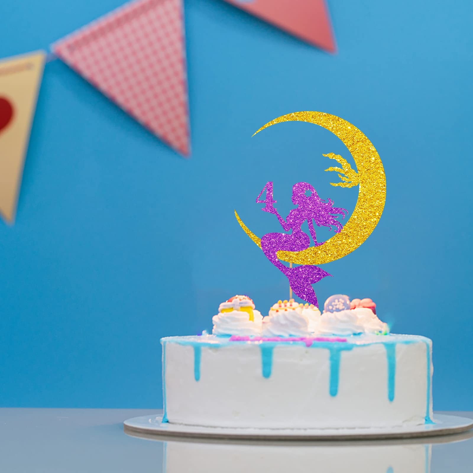 Snapklik.com : Gold & Purple Mermaid 4 Cake Topper, Little Mermaid ...