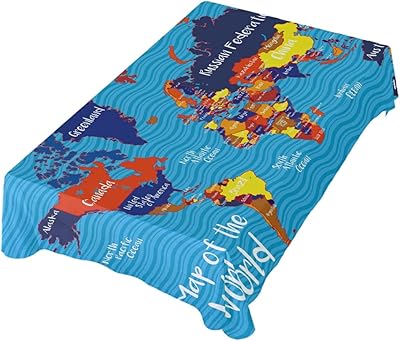 Amazon.com: Moslion Decorative Rectangle Table Cloths Morden World Map ...