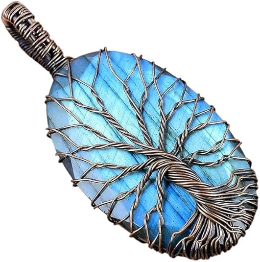 Amazon.com: Tree of Life Labradorite Pendant – Handmade Wire Wrapped ...