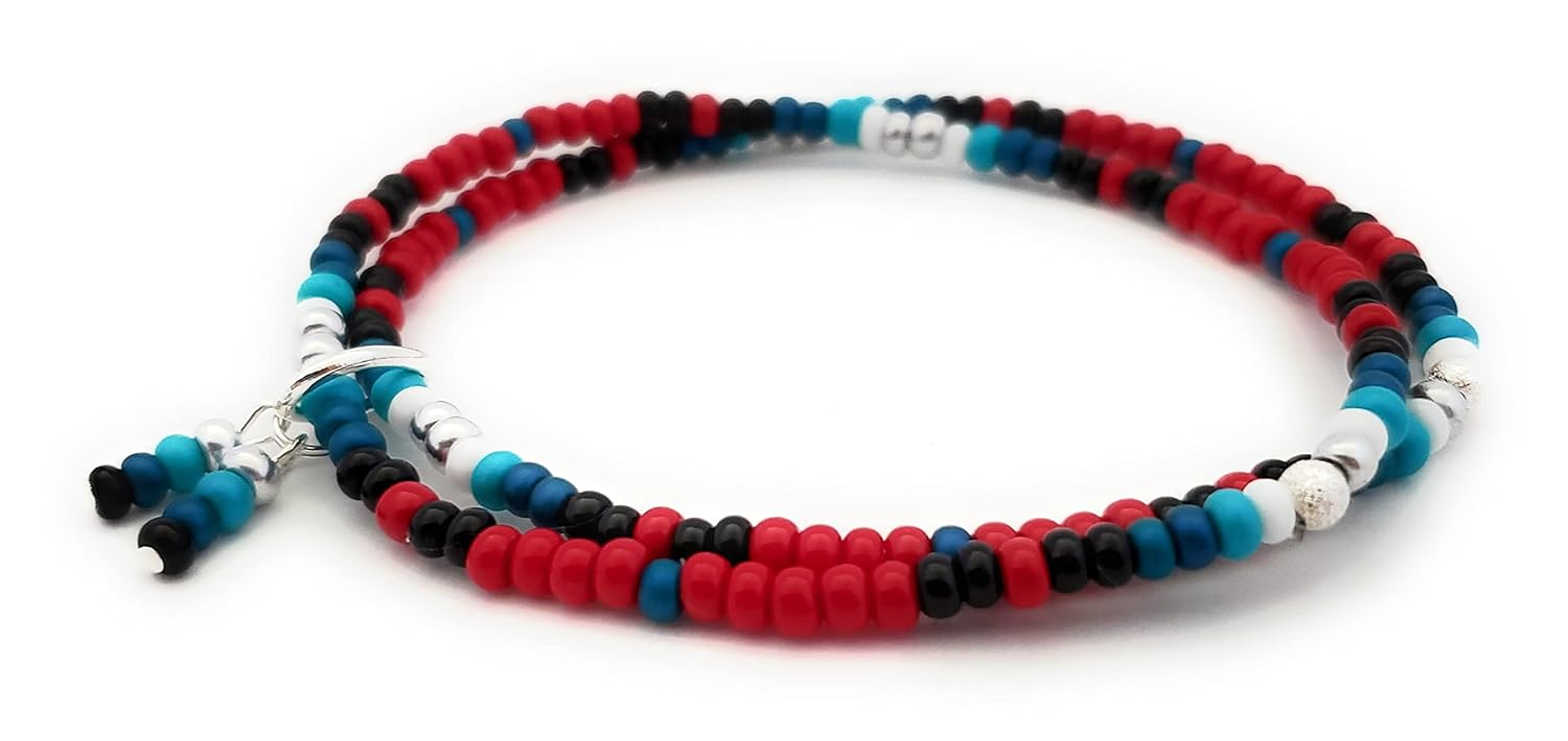 Amazon.com: Native American Style Seed Bead Anklet, Double Strand ...