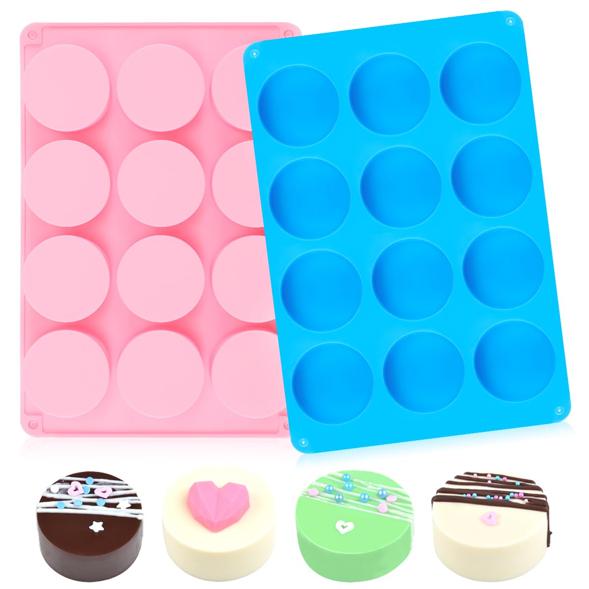Amazon.com: Chocolate Covered Oreos Mold, Cake Puck Mold Set, 12 Cavity ...