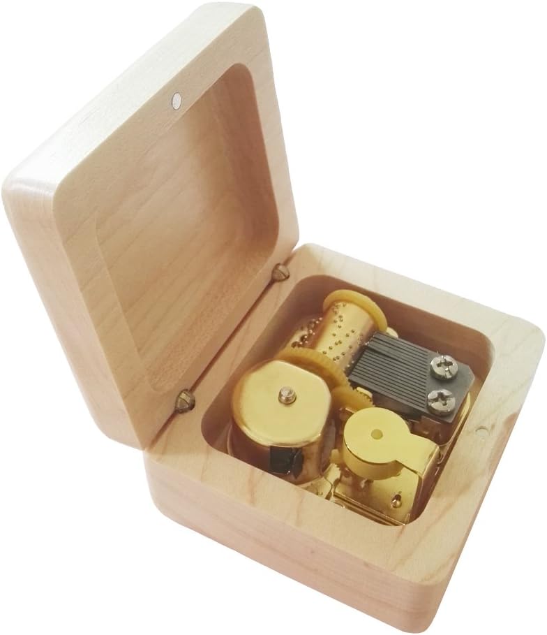 18 Note Retro Wind-Up Wooden Musical Box with Gold-Plating Movement in ...