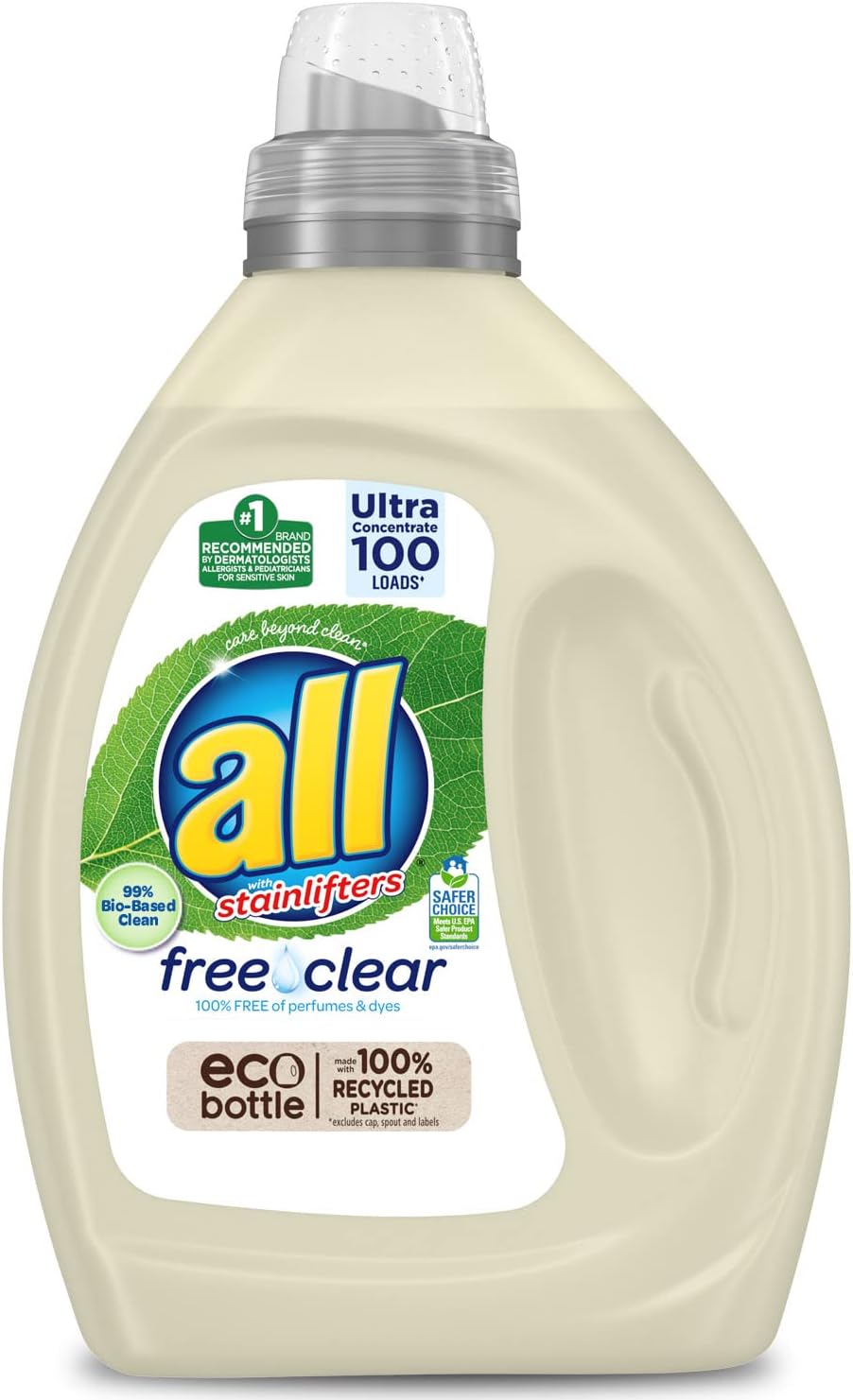 Amazon.com: all Liquid Laundry Detergent, Free Clear for Sensitive Skin ...