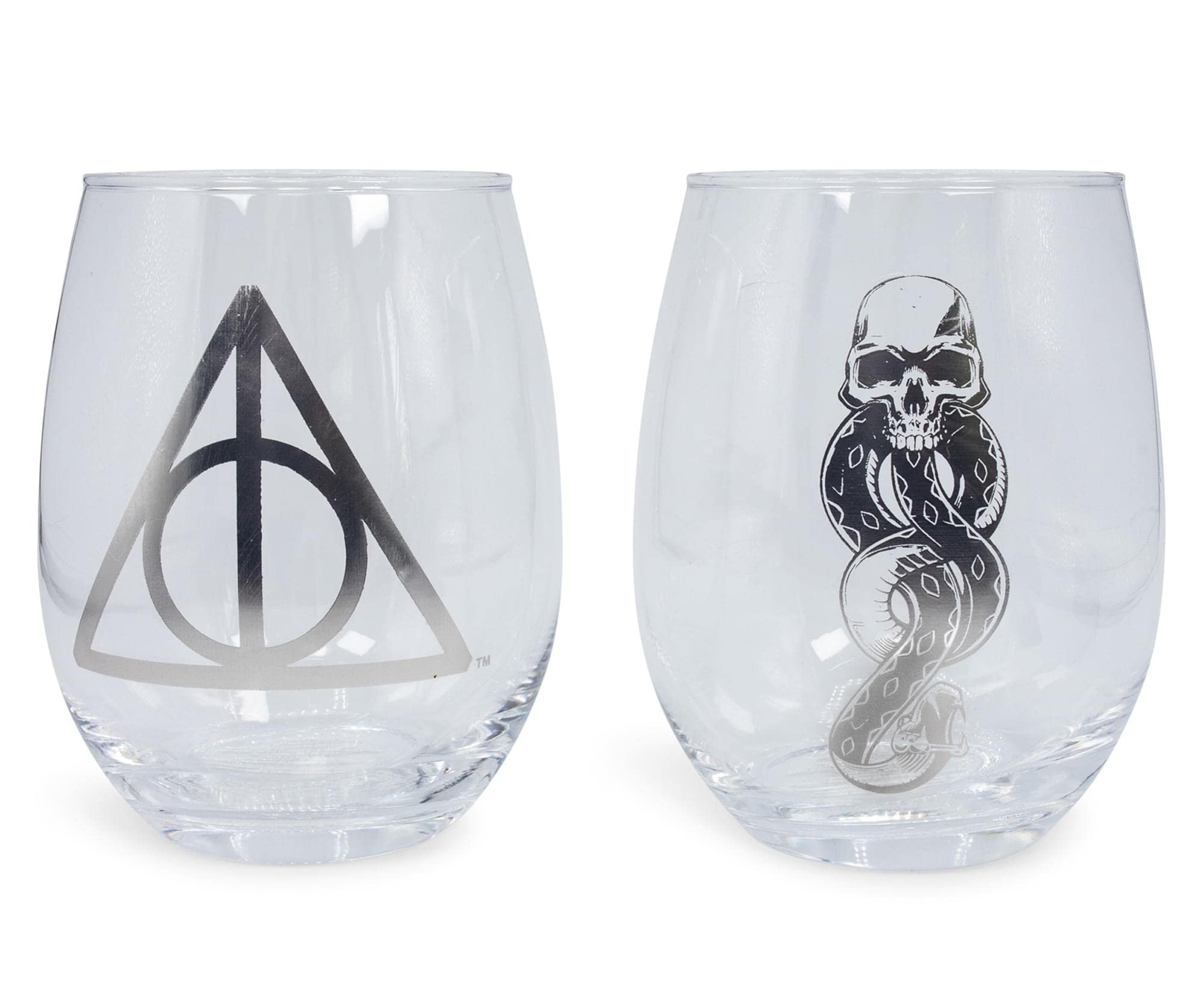 Amazon.com | Silver Buffalo Harry Potter Icons Stemless Wine Glasses ...