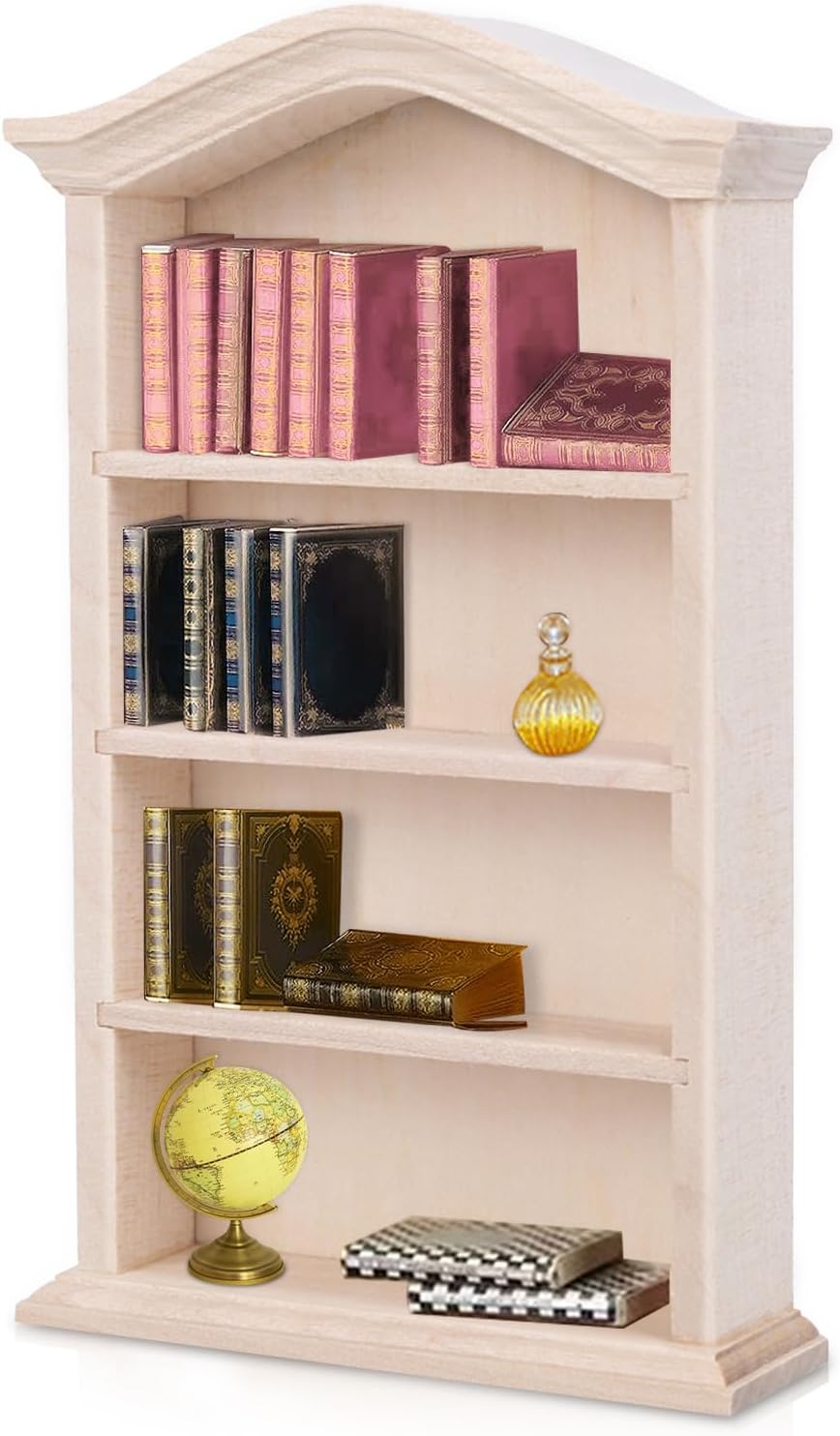Amazon.com: 1:12 Dollhouse Bookshelf, Dollhouse Miniature Wooden ...
