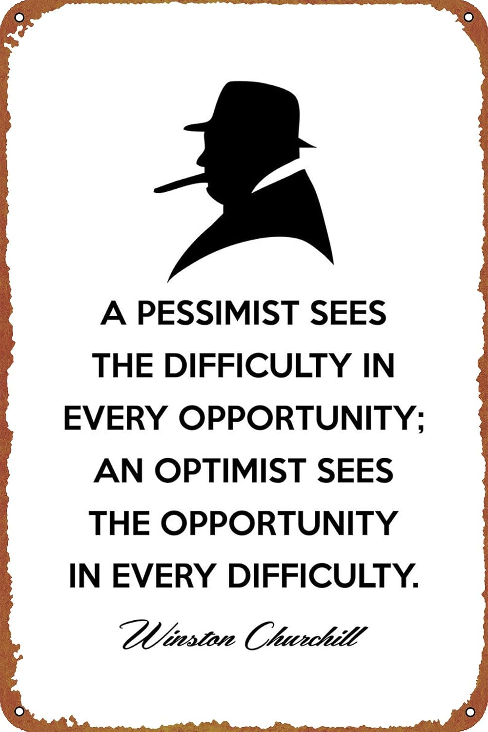 Amazon.com : Winston Churchill Optimism Poster Metal Tin Sign Wall ...