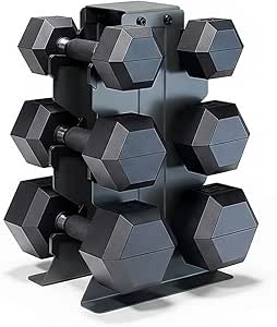Amazon.com : CAP Barbell 100 lb Dumbbell Set with Rack, Rubber Coated ...