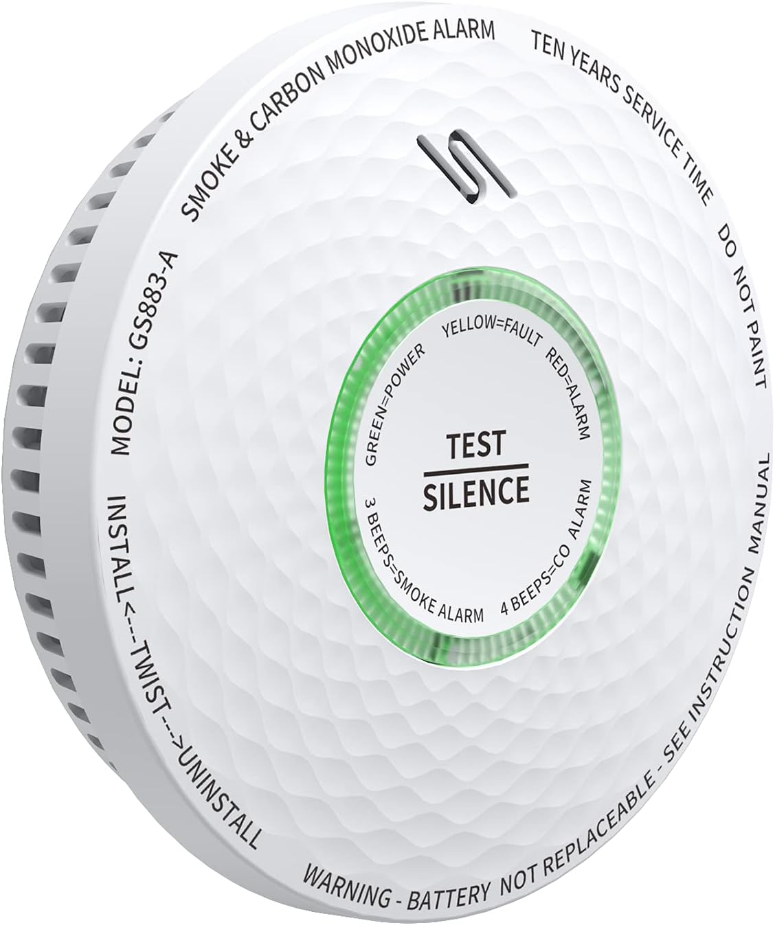 Détecteur de Fumée et de Monoxyde de Carbone, Combiné avec Pile de 10 Ans, Sirène Puissante ...