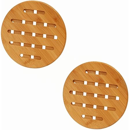 Bamboo Heat Mat | Modern Design Bamboo Trivet Set | 15cm Diameter ...
