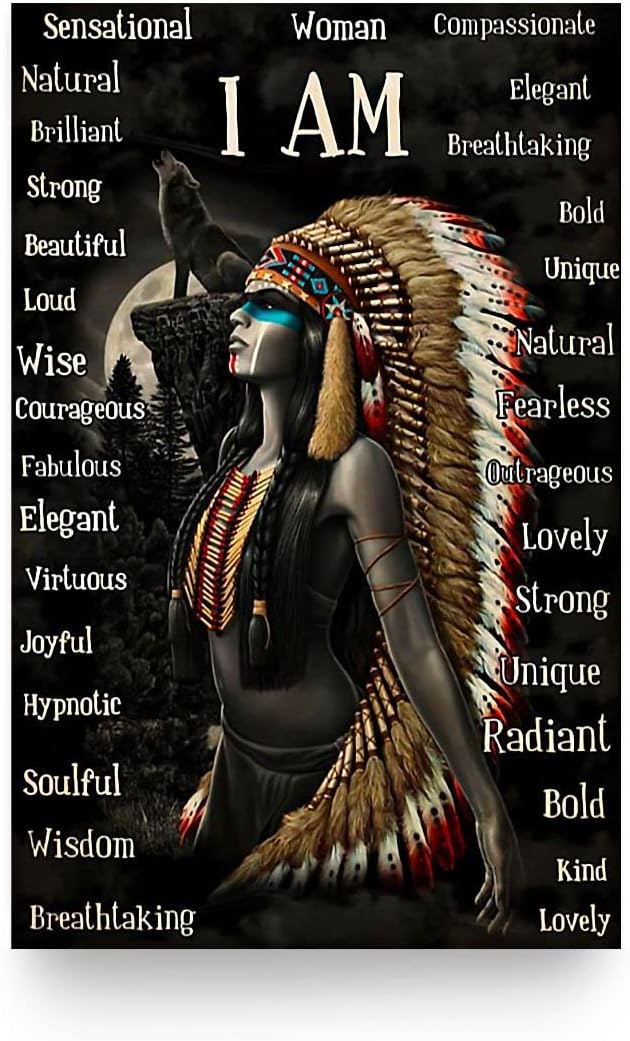 Amazon.com: Retro Metal Tin Sign 5.5 X 8 Inches Native American Girl ...