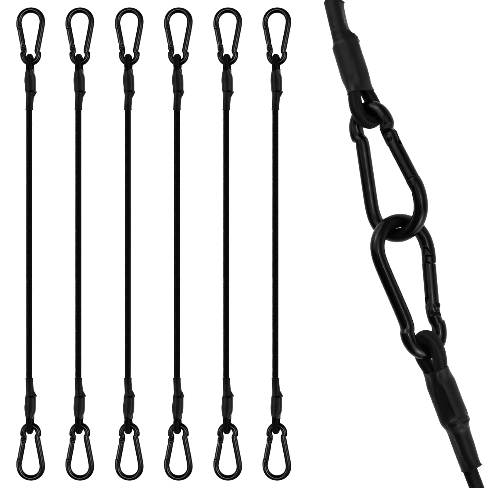 SDTC Tech 12 Inch Bungee Cord with Carabiner Hook, 6 Pack Superior ...