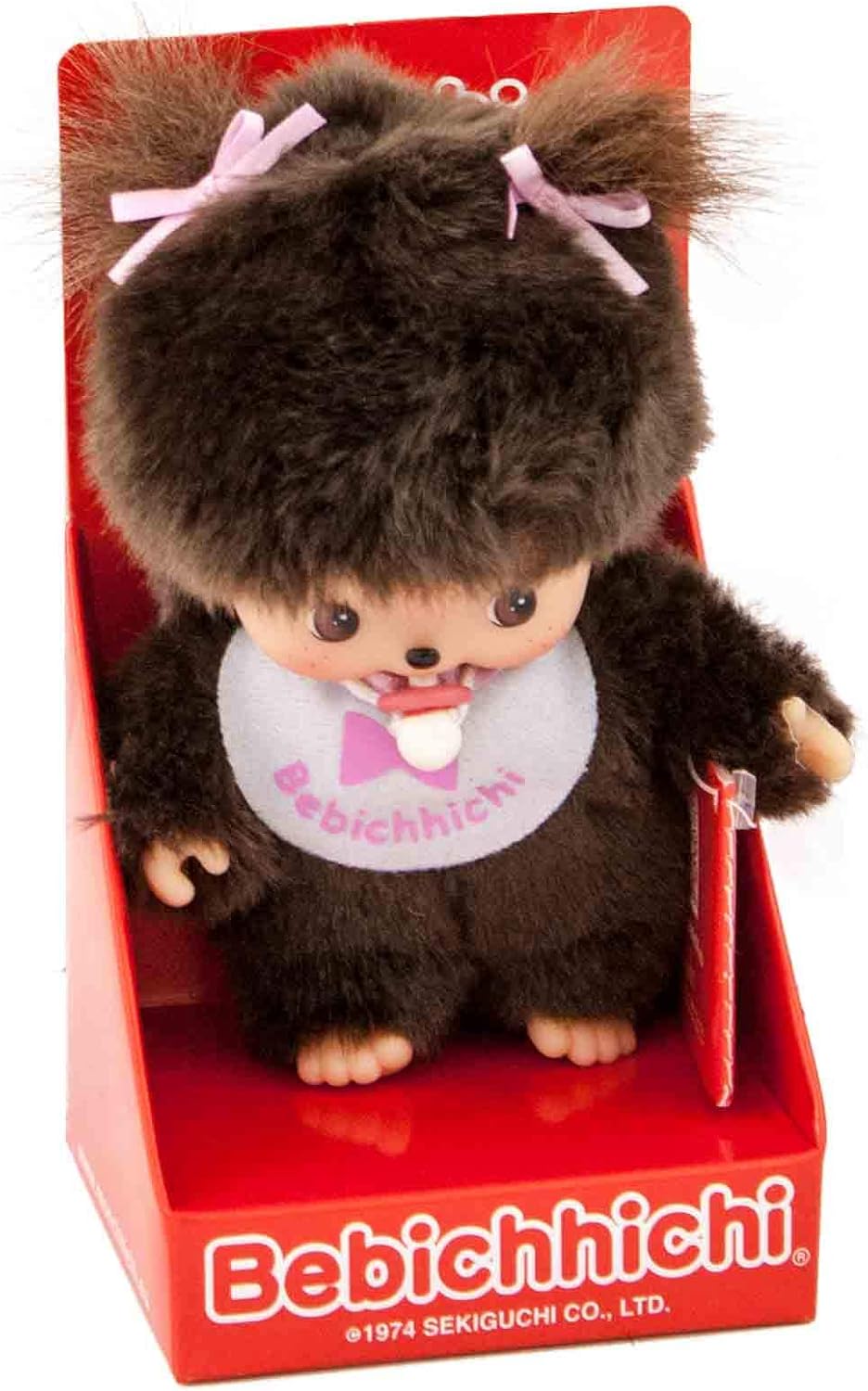 Amazon.com: Monchhichi Bebichhichi Mini Girl with White Bib Plush ...