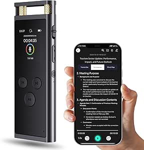 Digital Voice Recorder with APP for AI Voice-to-Text Transcription, GPT-4o Summary, Mind Mapping ...