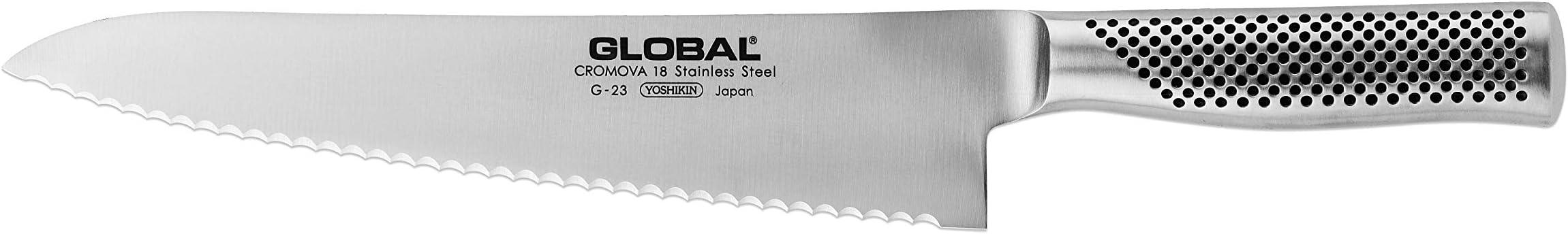 Global GU-03 UKON Bread Knife with 22cm Blade, CROMOVA 18 Stainless ...