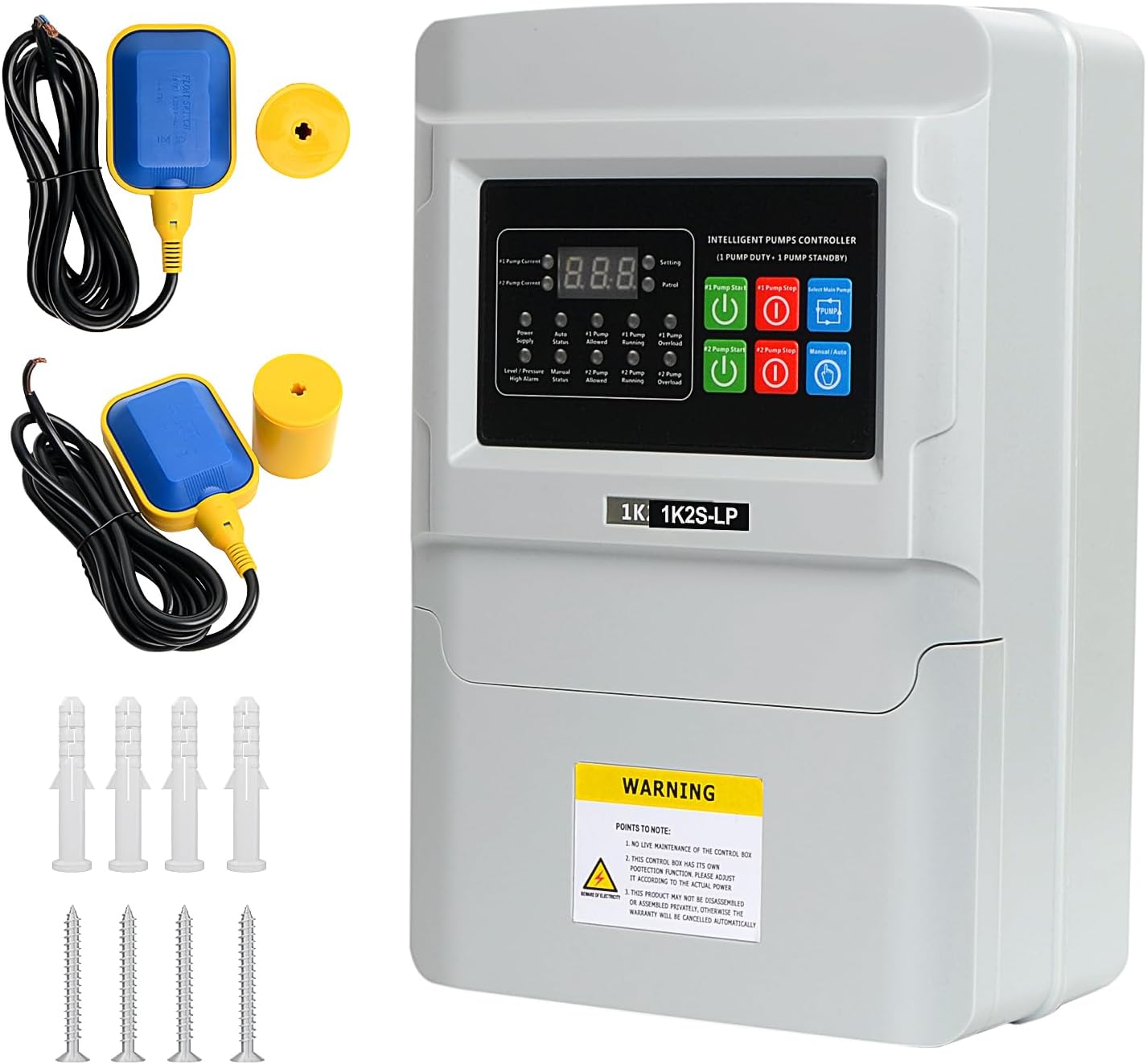 0.74-1.48 HP, 110VAC Pump Control Box, LED Digital Display Dual Pump ...