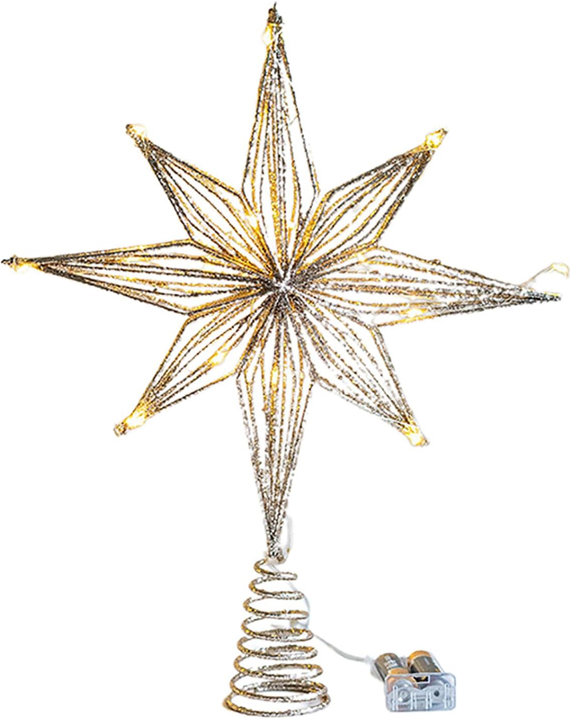 Amazon.com: Peiiwdc Christmas Tree LED Star Tree Toppers Battery ...
