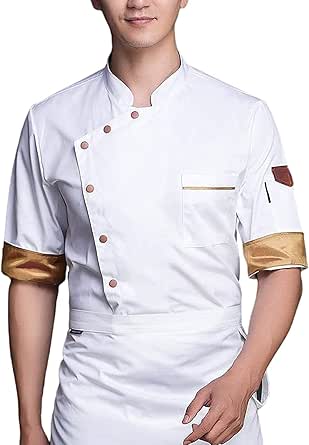 Amazon.co.jp: Cook Coat Chef Overalls Chef Uniforms Restaurant Kitchen ...