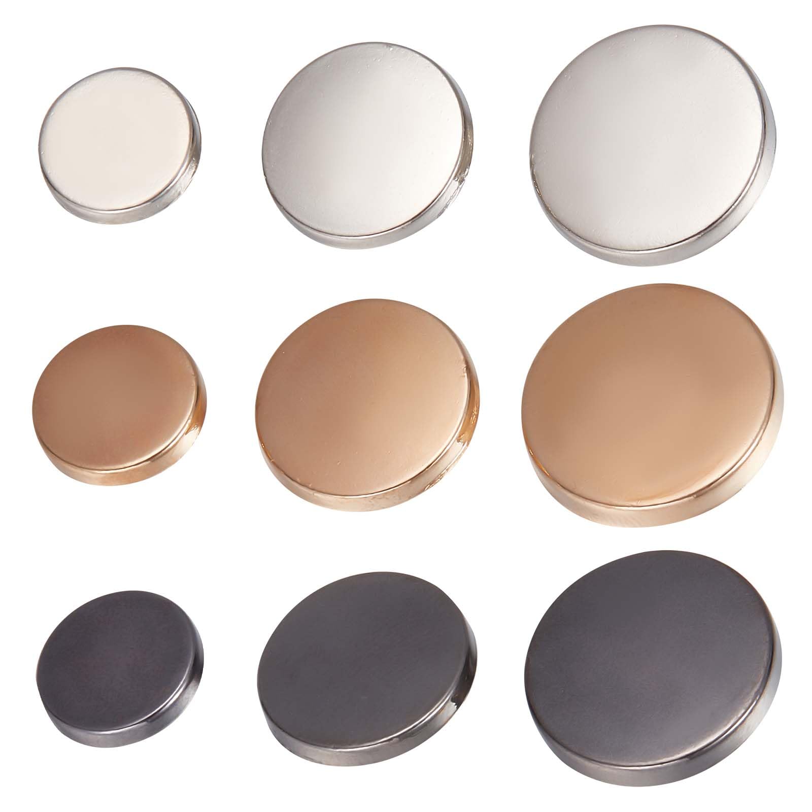 GORGECRAFT 54PCS 3 Sizes Flat Metal Silver Buttons 3 Colors Alloy Shank ...